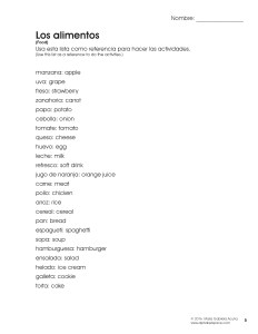 Los Alimentos / Food – Alphabet Space