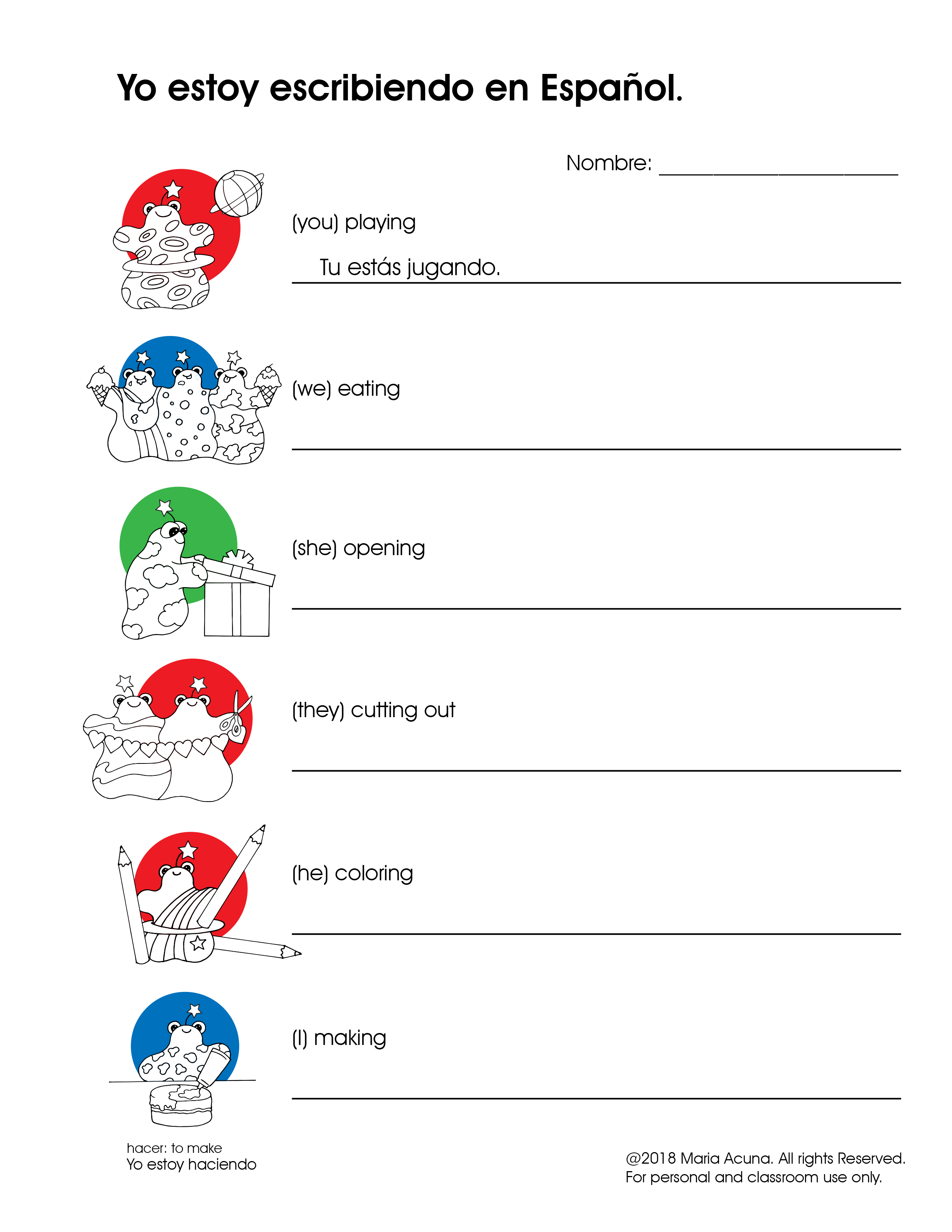 El Presente Continuo / The Present Continuous. – Spanish Learning Resources