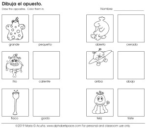 Los Opuestos / Opposites – Alphabet Space
