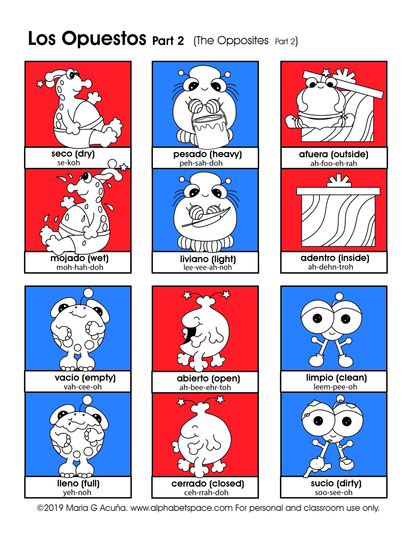 Los Opuestos / Opposites – Alphabet Space