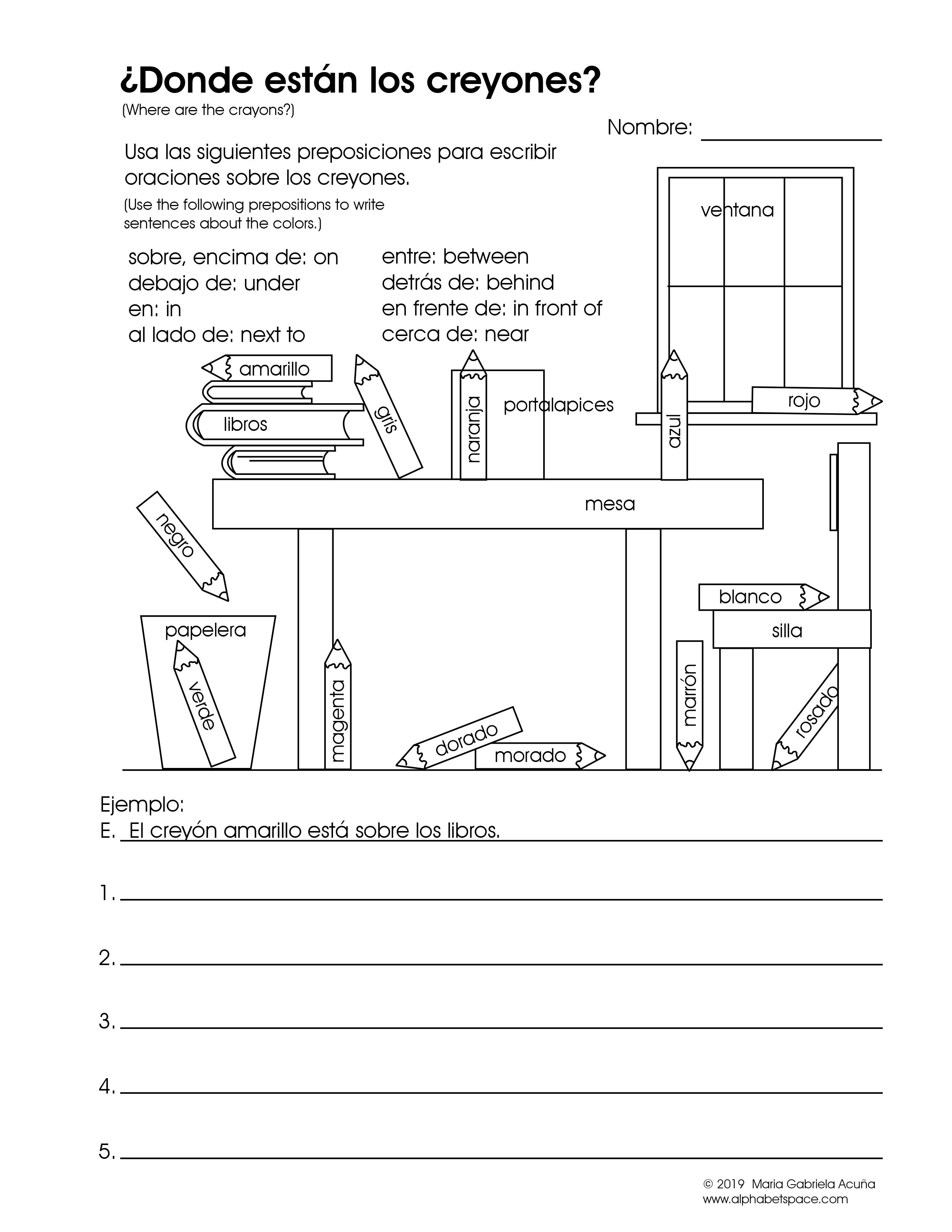 Preposiciones de Lugar / Prepositions – Spanish Learning Resources