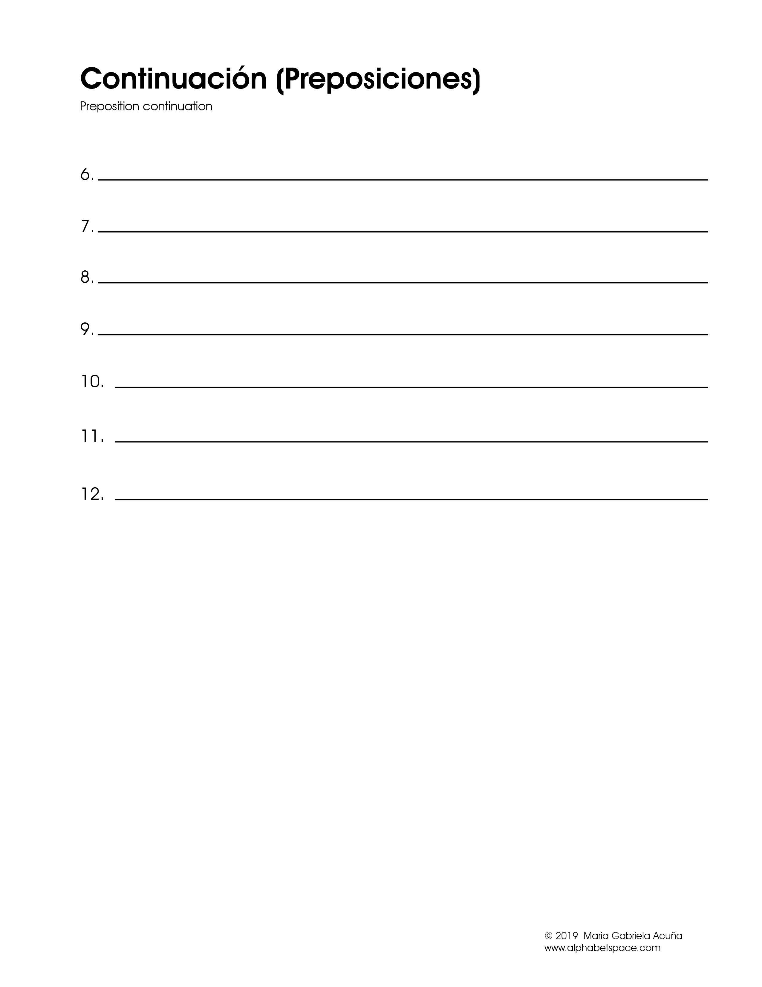 Preposiciones de Lugar / Prepositions – Alphabet Space