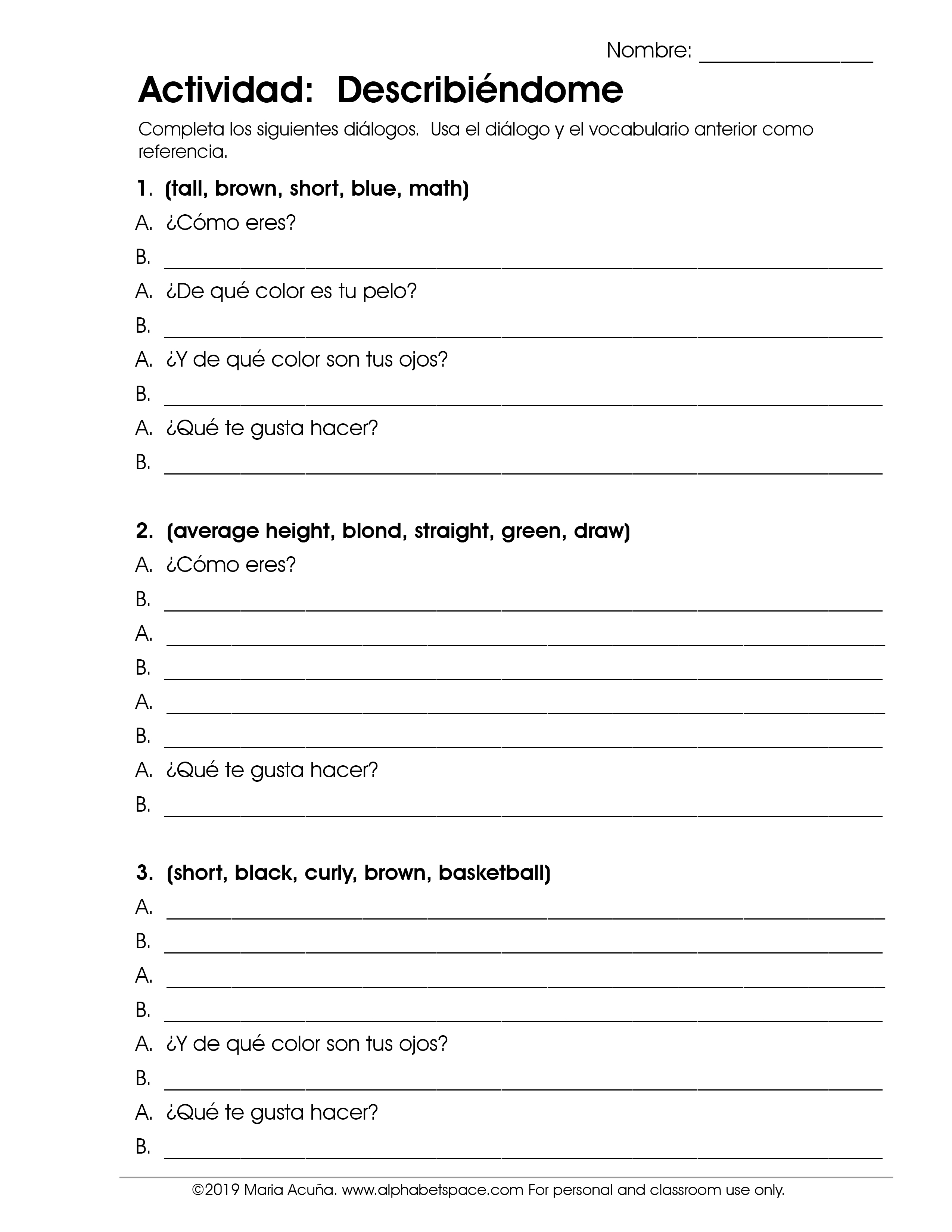 Usando Adjetivos / Using Adjectives – Spanish Learning Resources