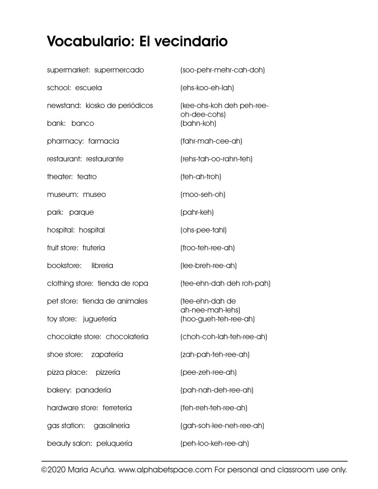 Lugares en el vecindario / Places in the Neighborhood – Alphabet Space