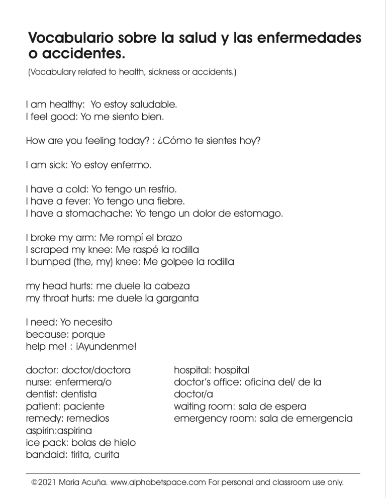 Las partes del cuerpo / Body Parts – Spanish & English (ESL) for Children