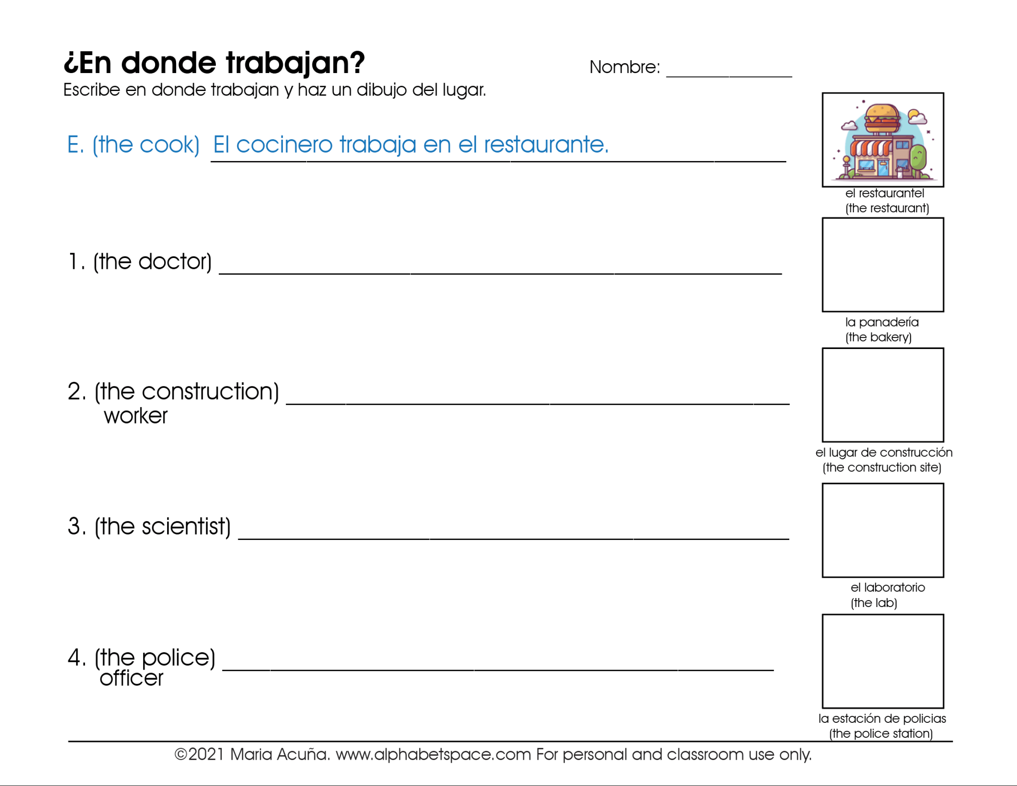 Occupations / Las Ocupaciones – Spanish Learning Resources