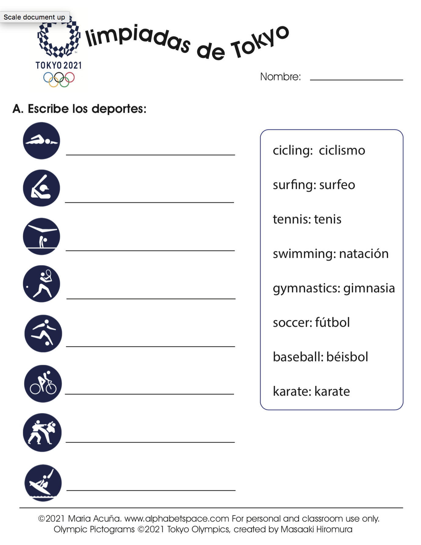 Sports / Deportes – Alphabet Space