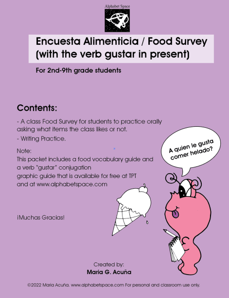 Verbo Gustar Worksheets K-3 – Alphabet Space