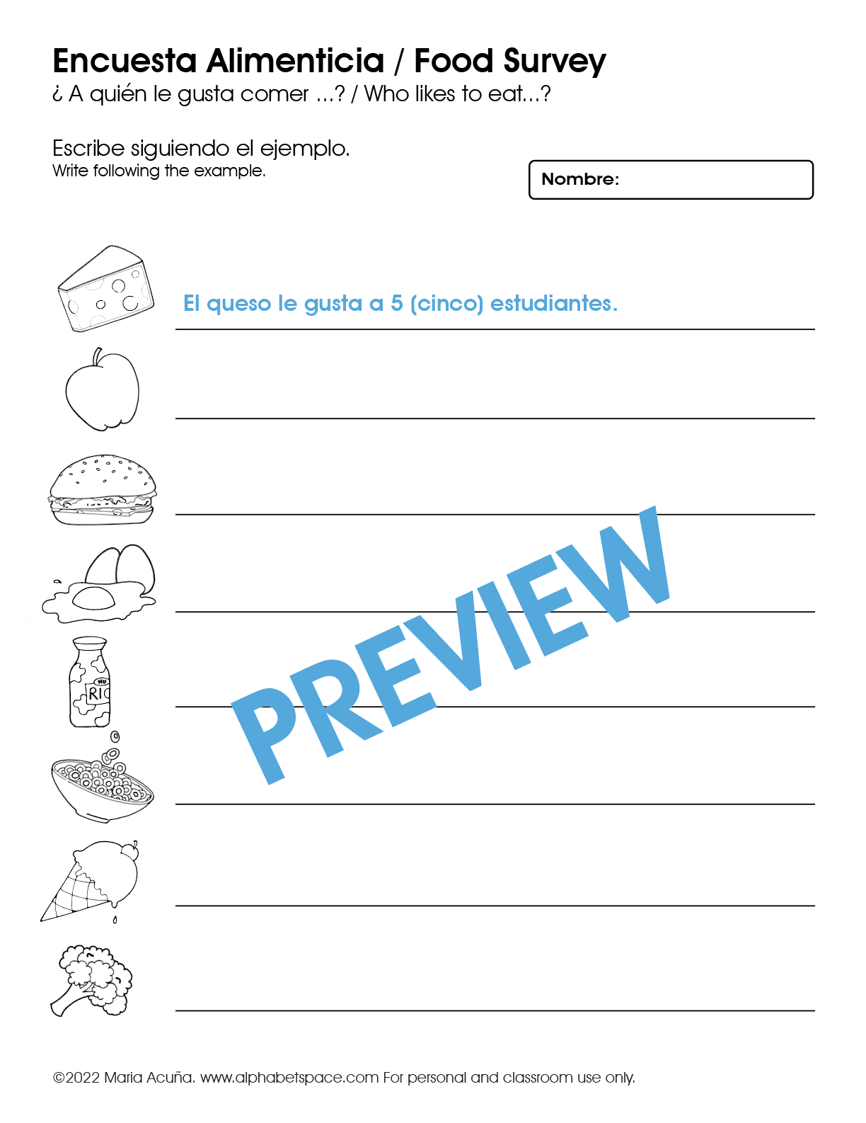 Verbo Gustar Worksheets 4-9 – Alphabet Space