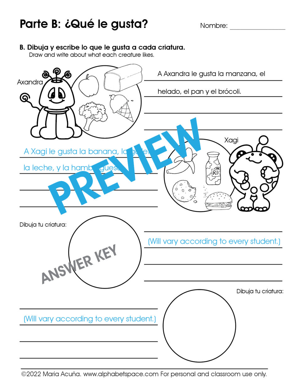 Verbo Gustar Worksheets K-3 – Spanish Learning Resources