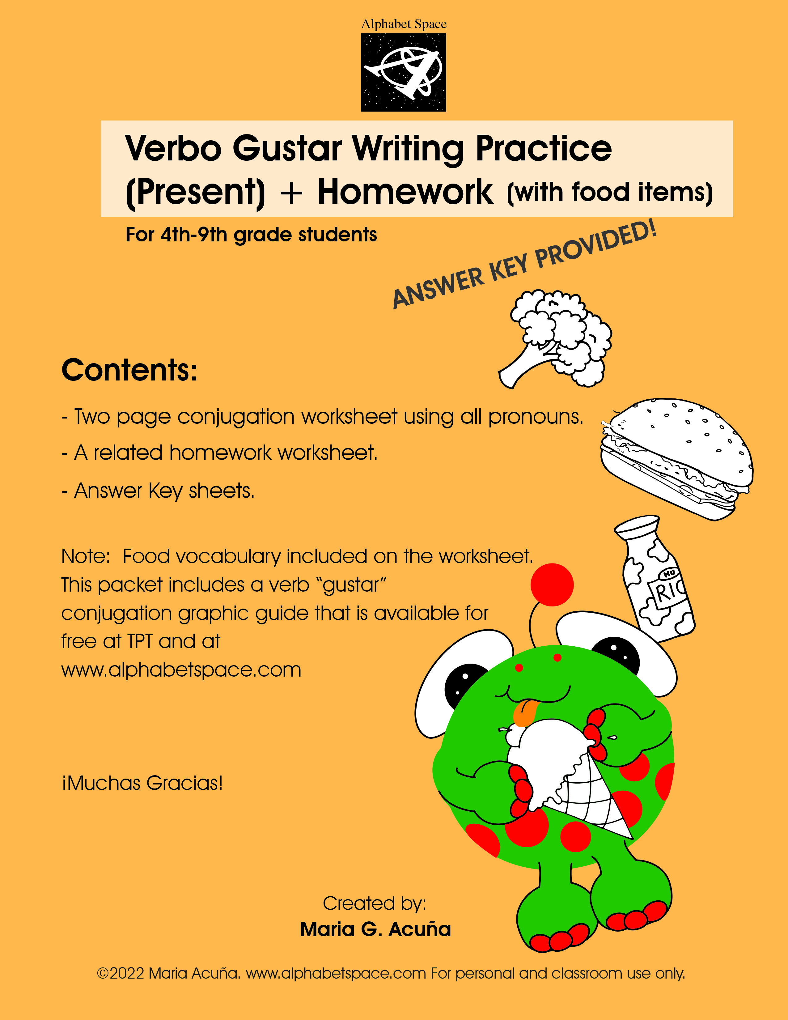 Verbo Gustar Worksheets 4-9 – Alphabet Space
