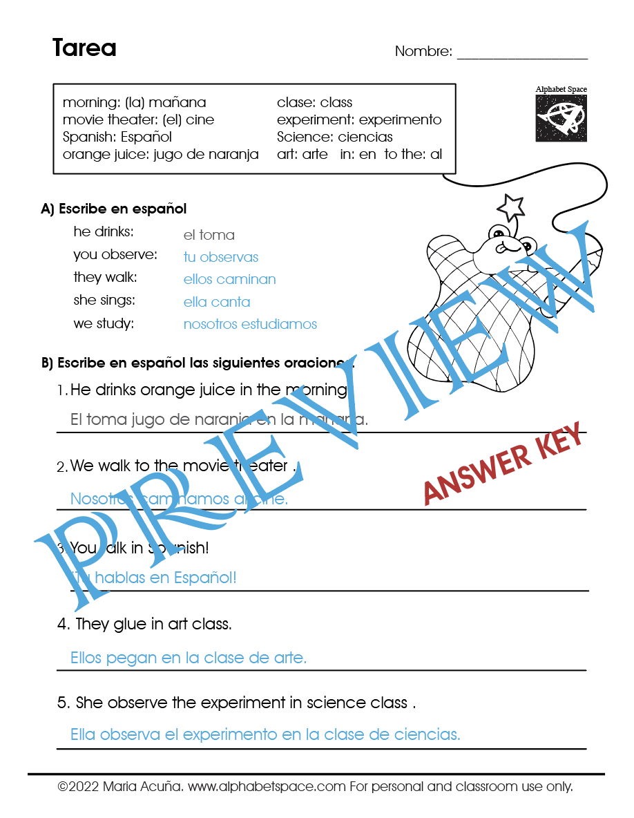 Presente Indicativo. Verbos regulares -ar – Spanish Learning Resources