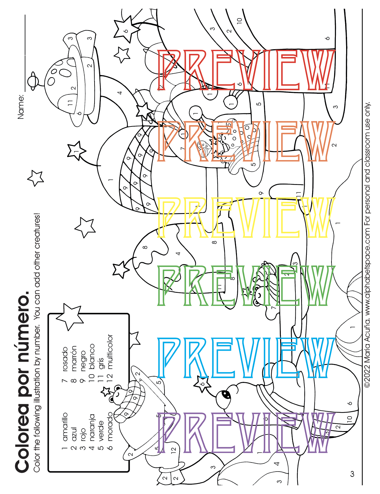 The Colors in Spanish – Alphabet Space