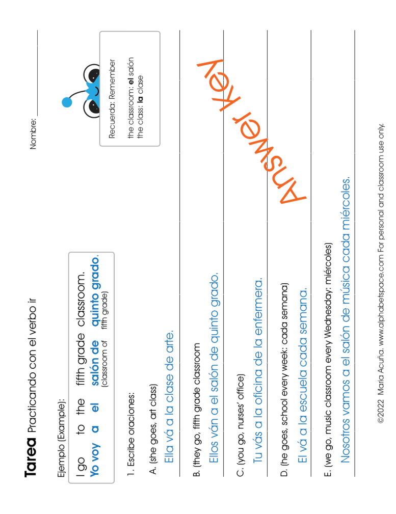 El Verbo “ir” / Verb “to go” – Spanish Learning Resources