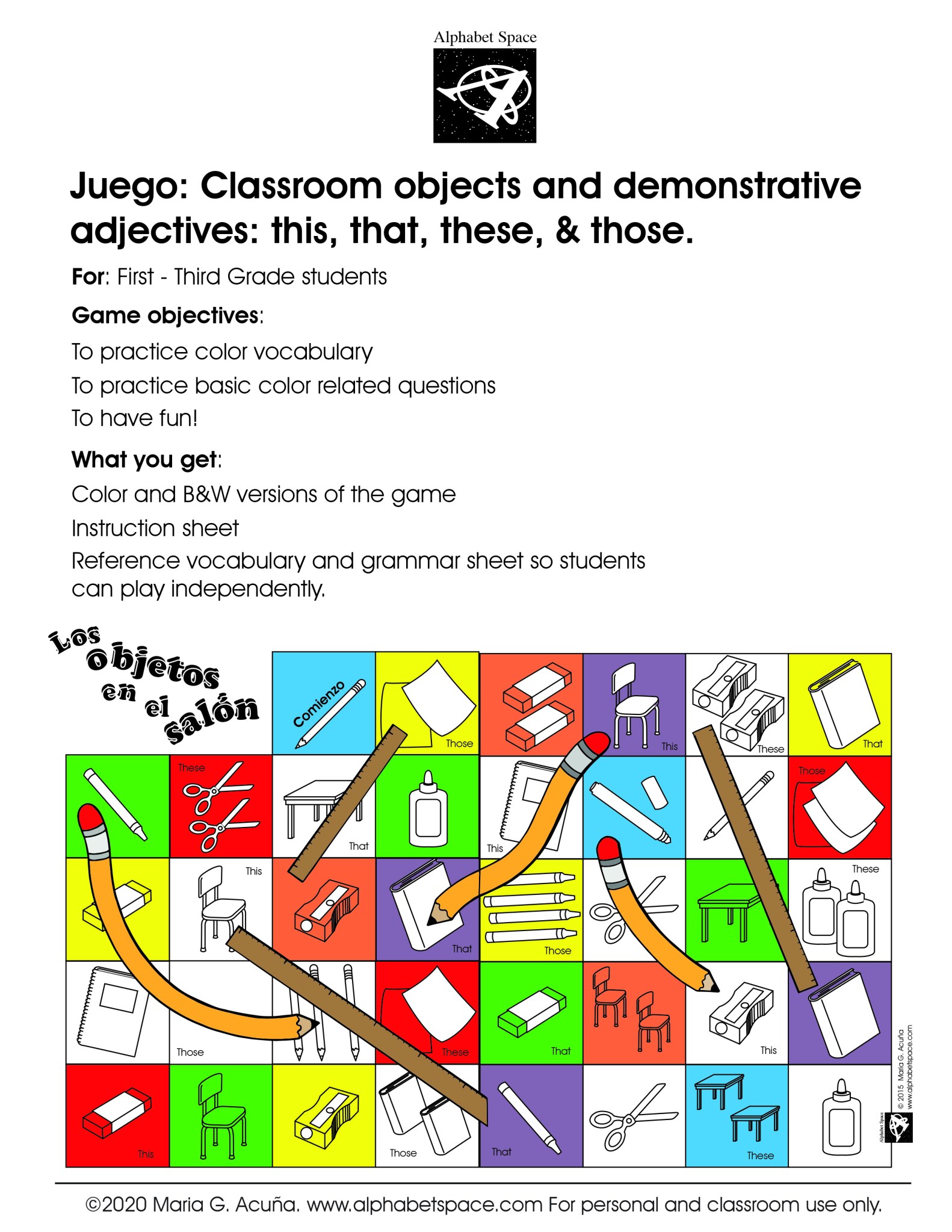 Los Objetos del Salón / Classroom Objects – Spanish Learning Resources
