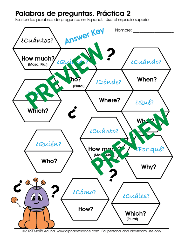 Palabras de Preguntas / Question words in Spanish – Spanish Learning ...