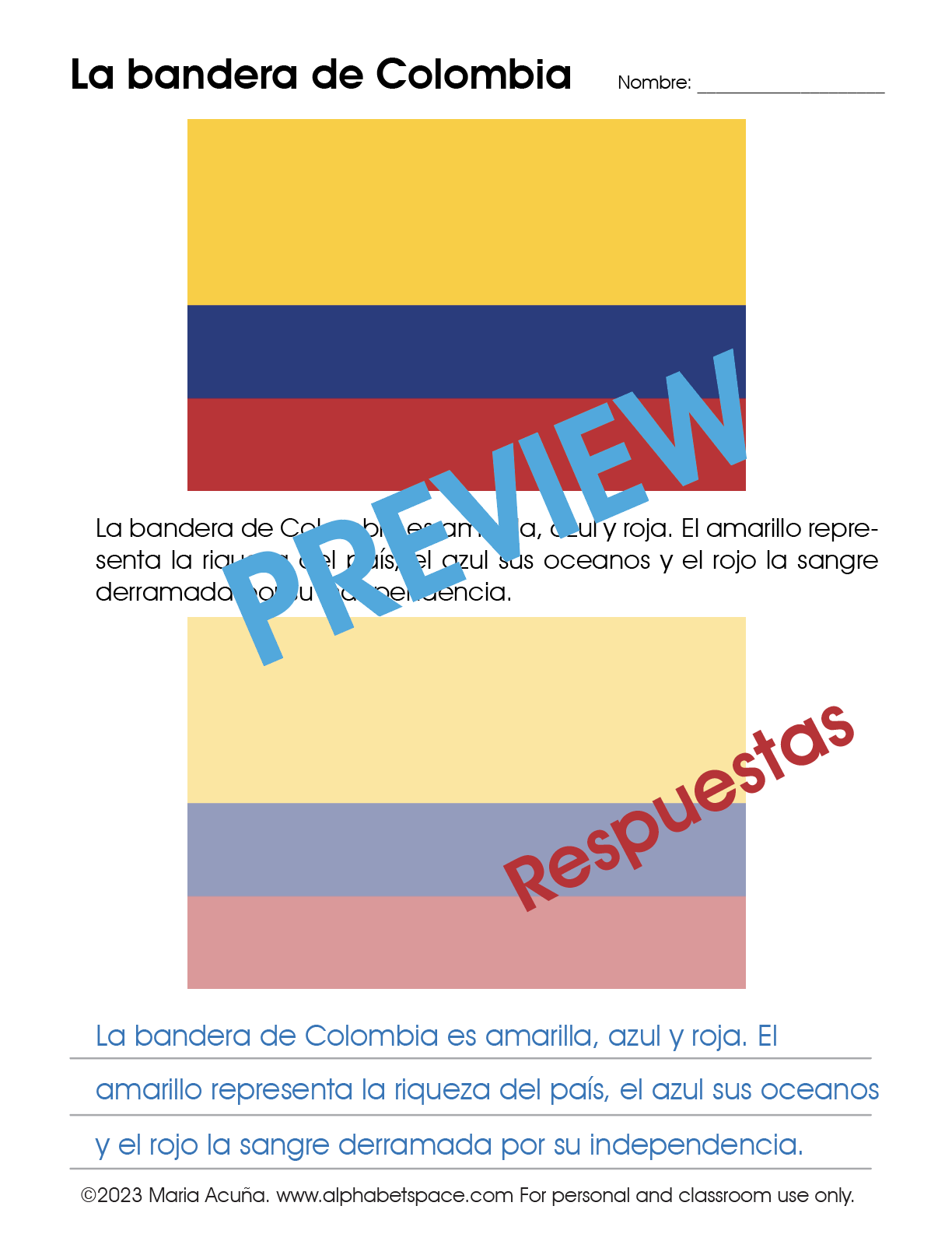 actividades con la bandera de colombia – Spanish & English (ESL) for ...