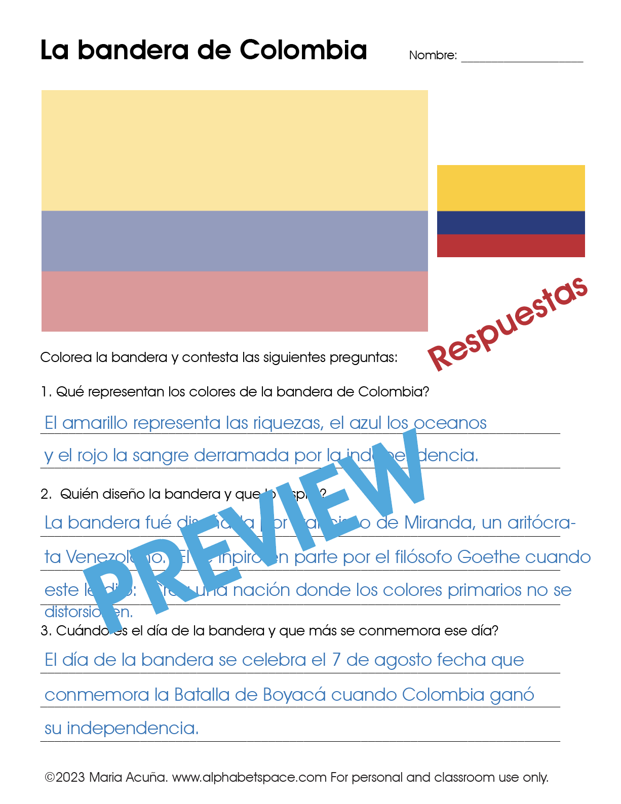 actividades con la bandera de colombia – Spanish & English (ESL) for ...