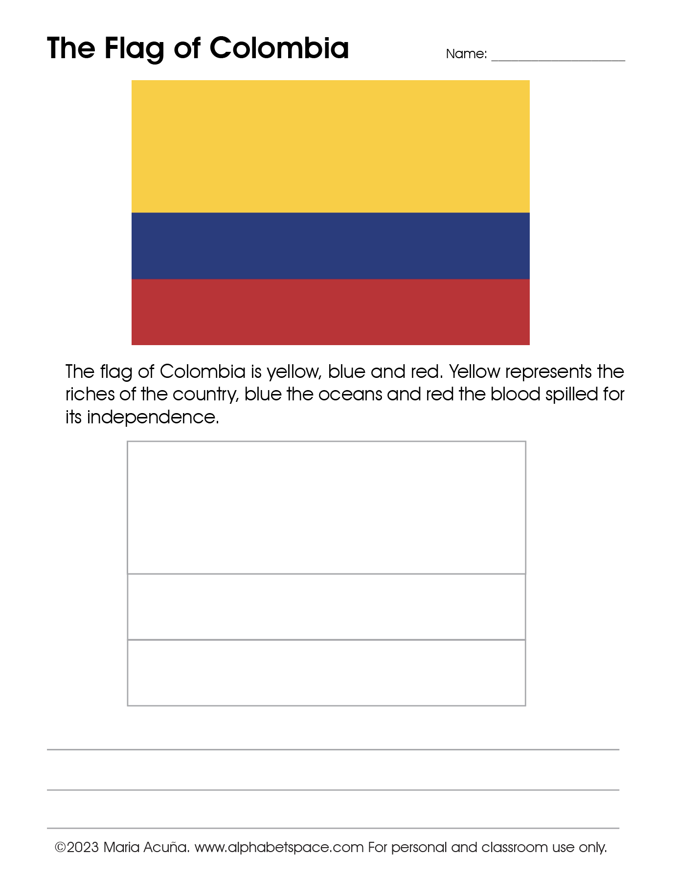 La bandera de Colombia / The Flag of Colombia – Spanish Learning Resources