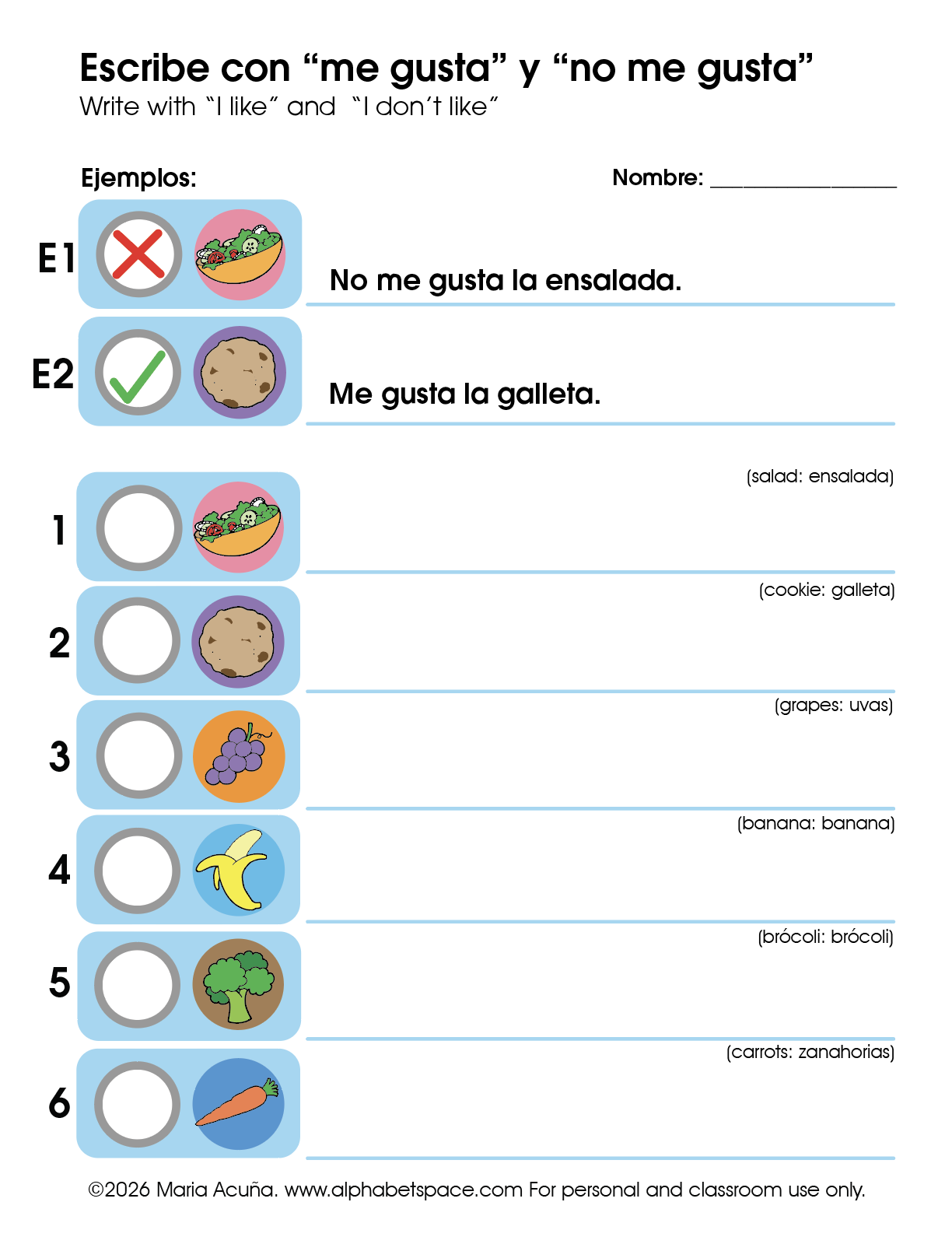 Me gusta, No me gusta – Alphabet Space